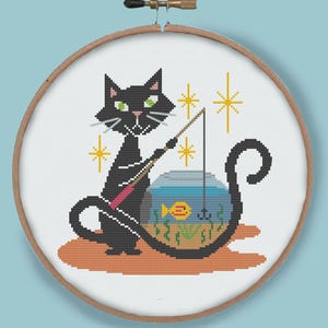 CAT FISH - Modern Counted Cross Stitch Pattern - Pdf Instant Download ...