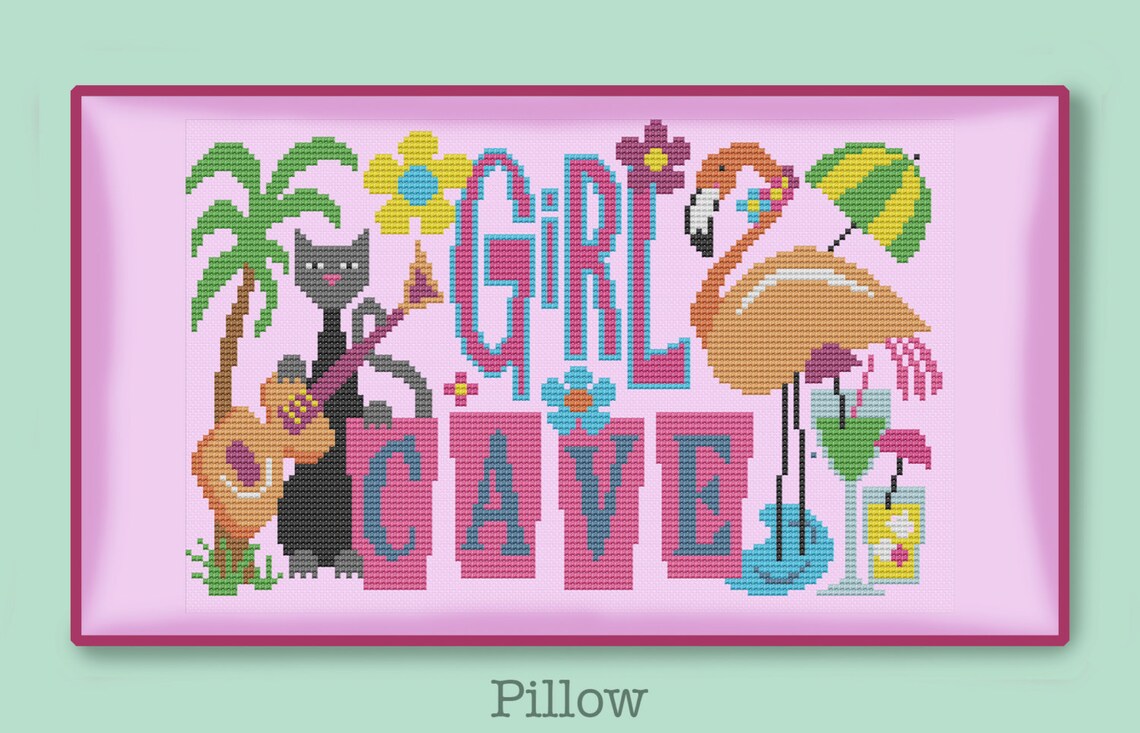 GIRL CAVE SIGN - Modern Counted Cross Stitch Pattern - Pdf Instant ...