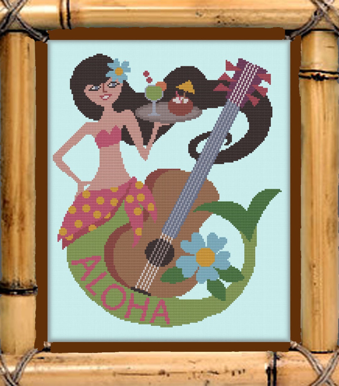 ALOHA MERMAID - Modern Counted Cross Stitch Pattern - Pdf Instant ...