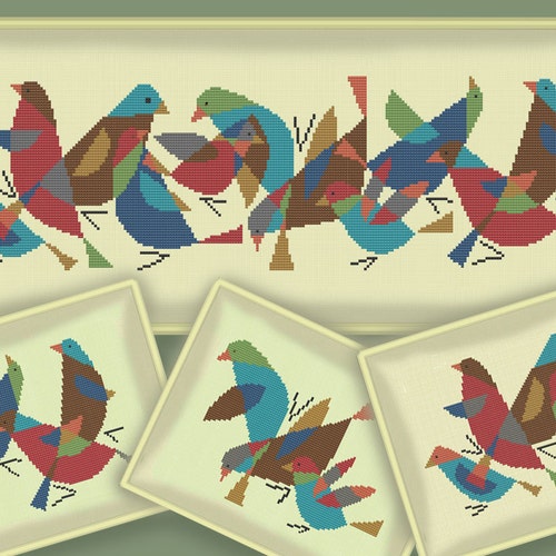 THREE MOD CATS Modern Counted Cross Stitch Pattern Pdf | Etsy