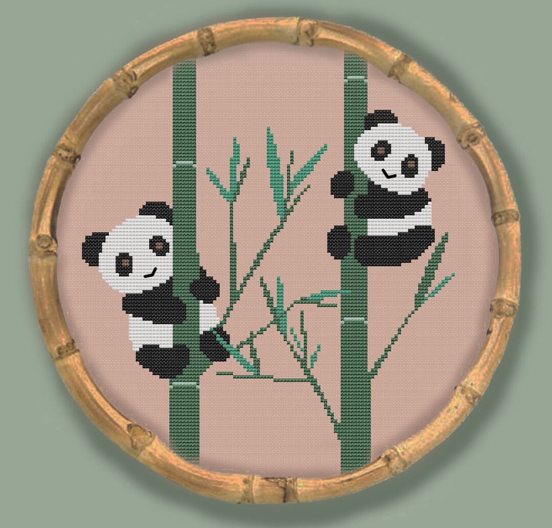 PANDA PAIR - Modern Counted Cross Stitch Pattern - Pdf Instant Download ...