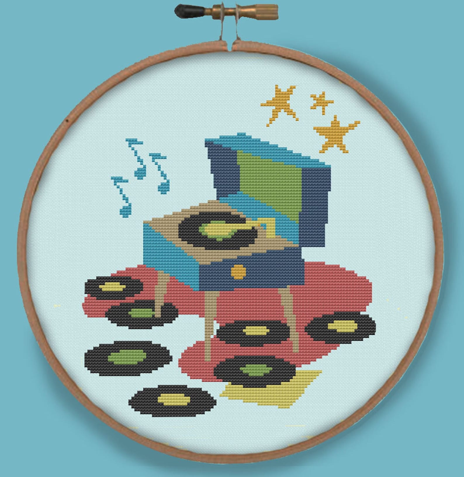 VINTAGE VINYL Modern Counted Cross Stitch Pattern Pdf - Etsy