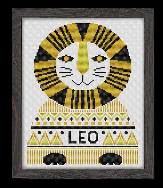 Color Chart With Symbols Leo Sign of the Zodiac Cross Stitch Pattern ...