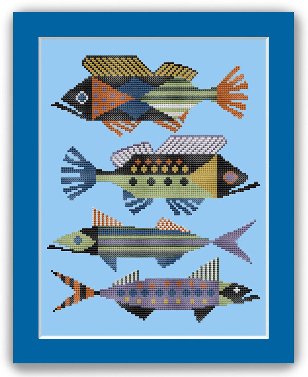 FOUR TROPICAL FISH - Modern Counted Cross Stitch Pattern - Pdf Instant ...