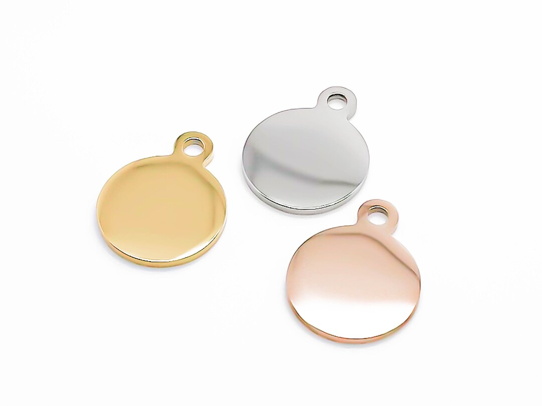 Round Steel Tags- Package of 10- Stainless- Charms- High Quality- Shiny ...