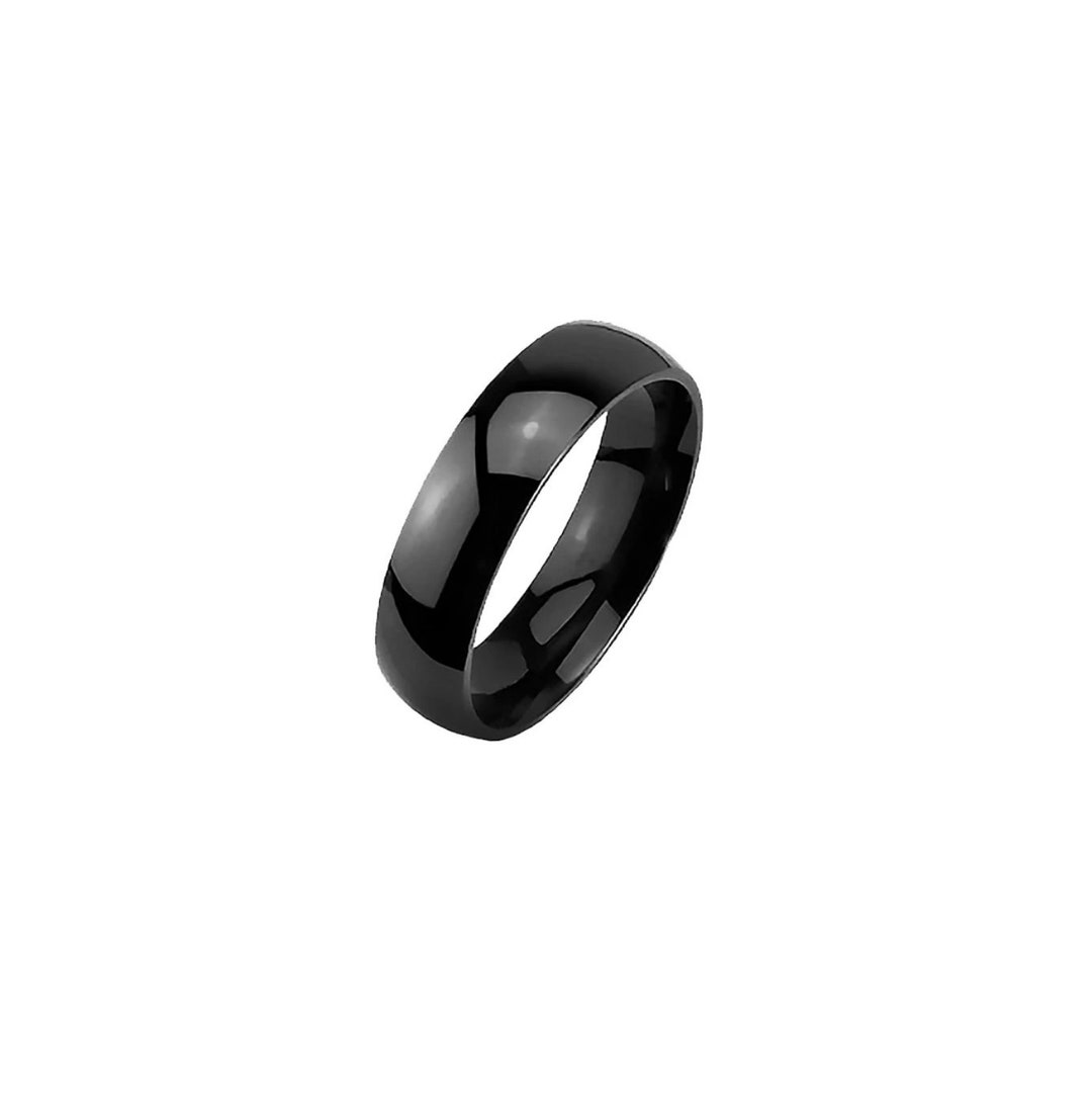 Stainless Steel Ring Band-black - Comfort Fit-stainless Steel Ring-mens ...