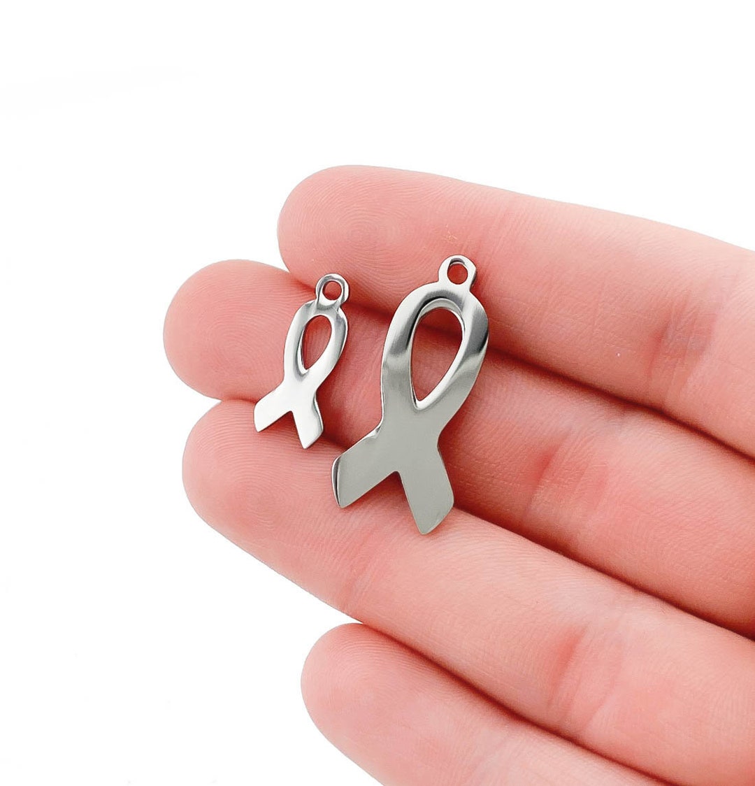 Stainless Steel Awareness Ribbon Charms, Package of 10-highly Polished ...