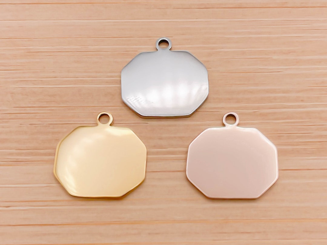 Geometric Steel Tags- Octagon-package of 10- Stainless- Charms- High ...