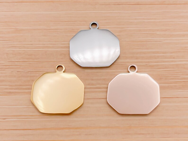 Geometric Steel Tags- Octagon-package of 10- Stainless- Charms- High ...