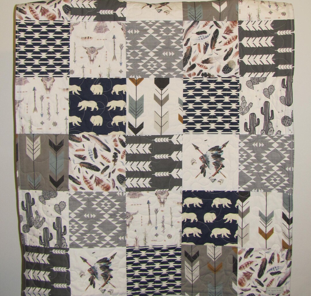 Baby Quilt, Boy AZTEC Quilt, Boho Toddler Quilt - Etsy