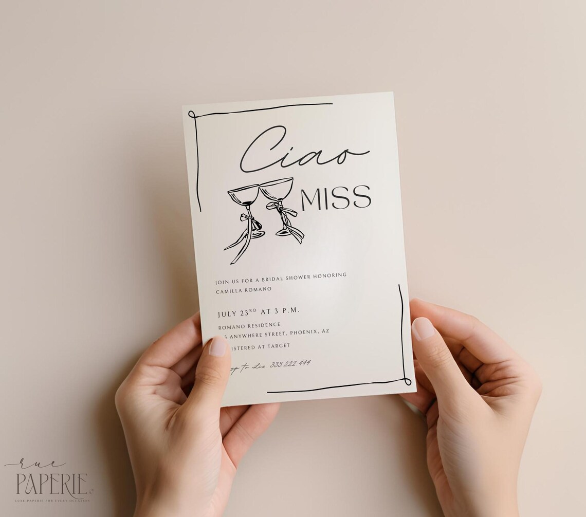 Ciao Miss Invitation, 5x7 Bridal Shower Invitation, La Dolce Vita ...
