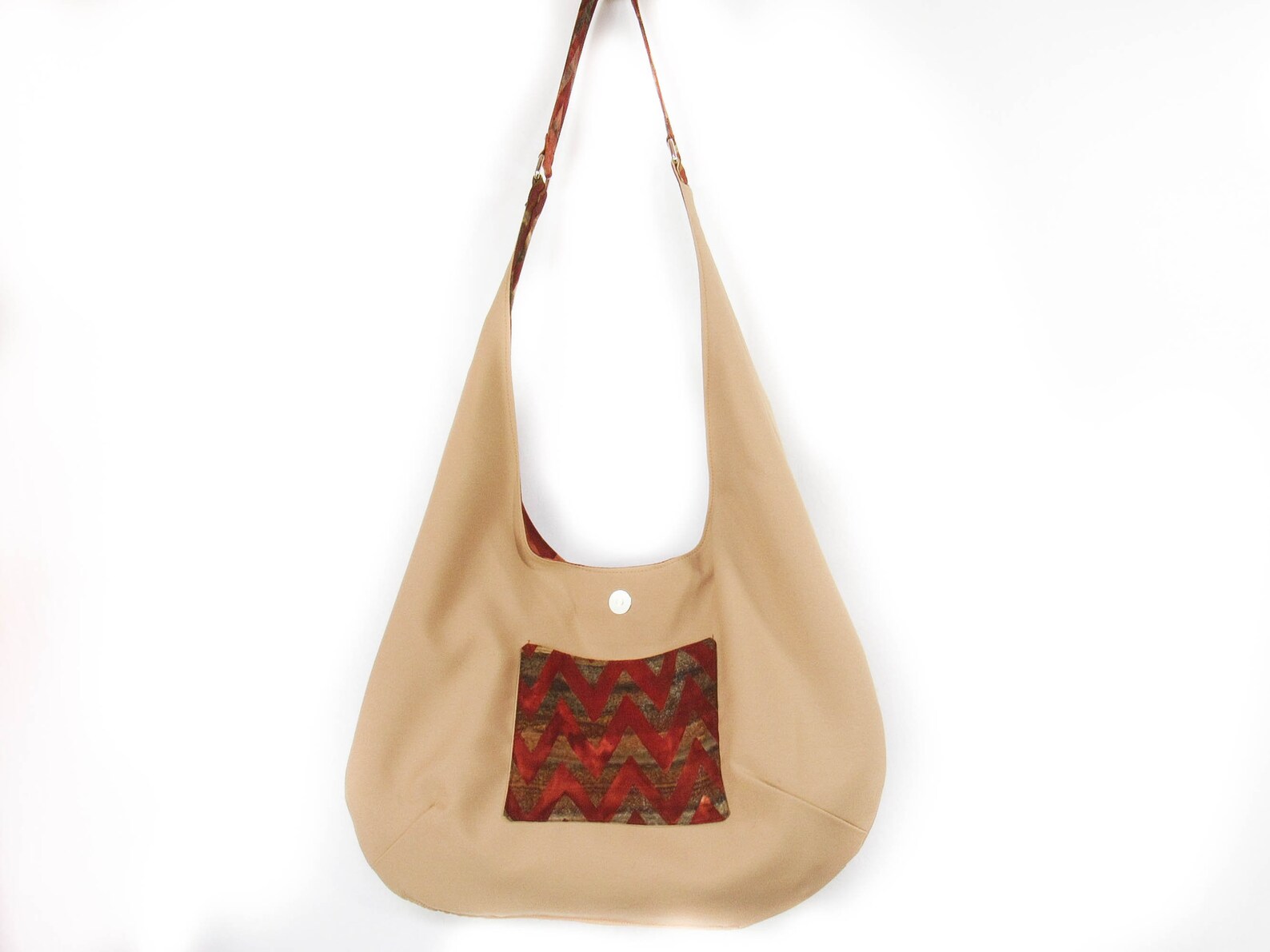 Hobo Bag Purse, Brown Batik Fabric Tote Bag, Over the Shoulder Slouch ...