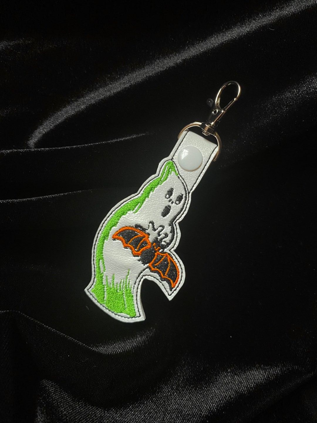 Vintage Halloween Blow Mold Ghosty Embroidered Vinyl Keychain - Etsy