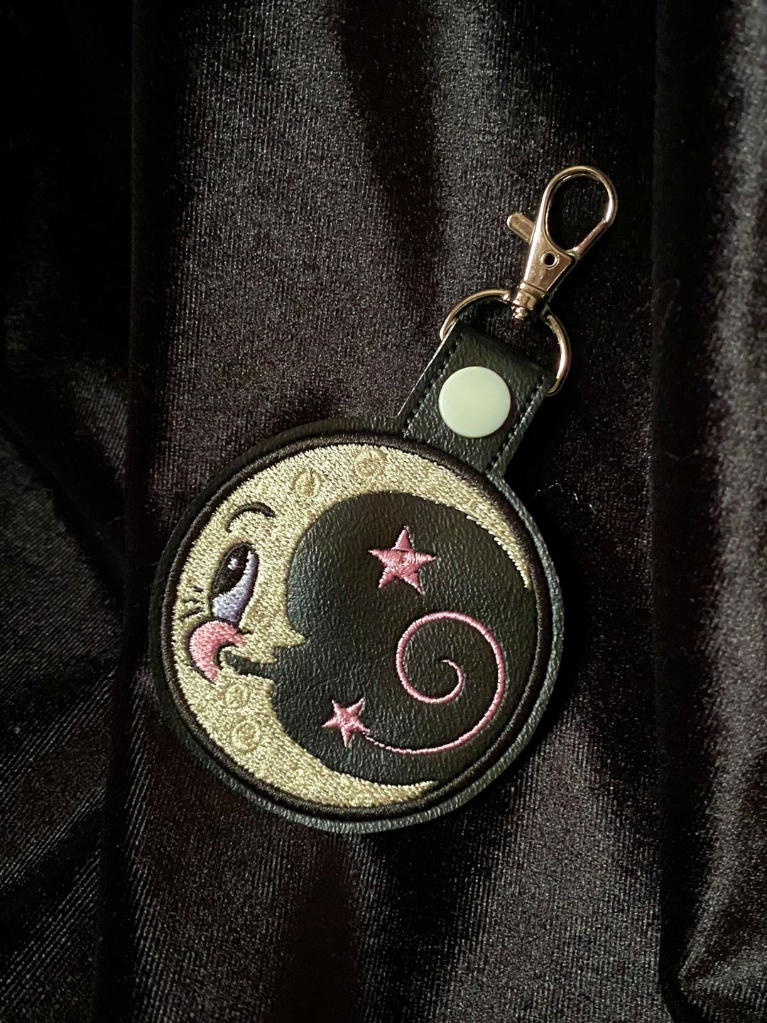Johanna Parker Crescent Moon Luna - Embroidered Vinyl Keychain - Etsy