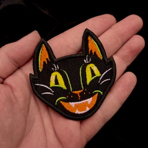 Vintage Scaredy Cat - Embroidered Iron-on Patch - Etsy
