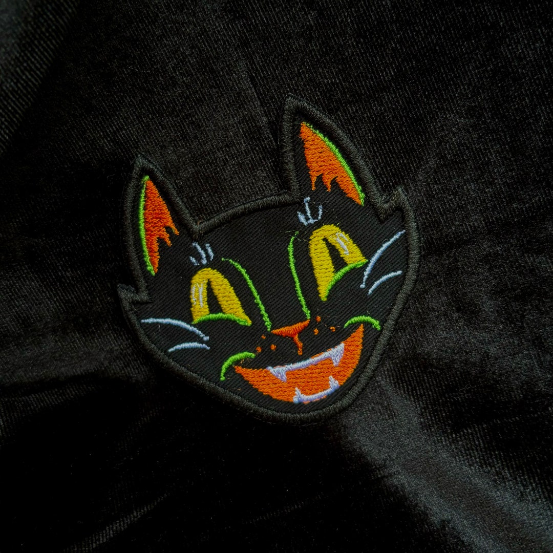 Vintage Scaredy Cat - Embroidered Iron-on Patch - Etsy