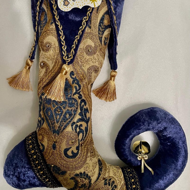 Custom Blue Gold Stocking - Etsy