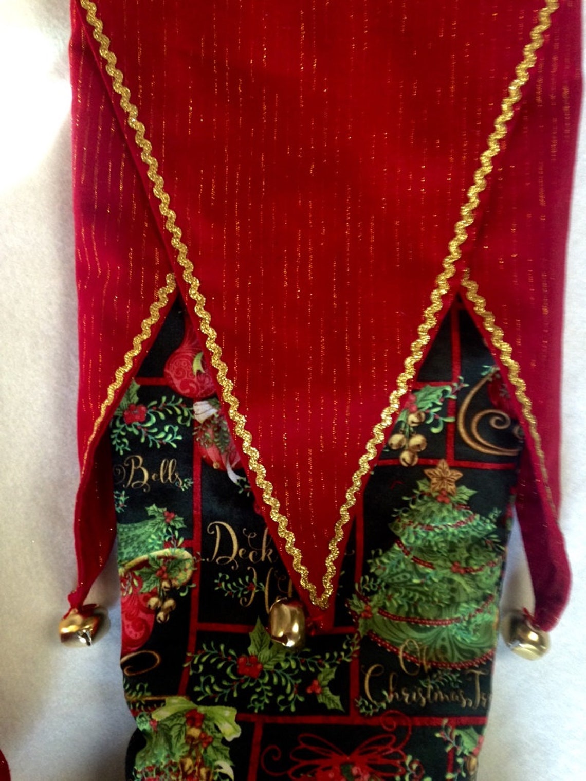 Vintage Elf Toe Christmas Stocking With Gold Trim - Etsy