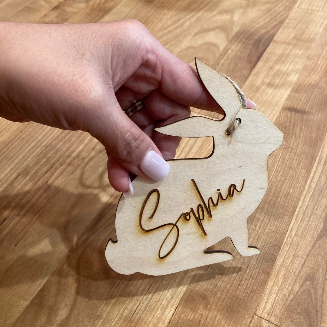 Bunny Name Tag | Kids Wooden Name Tag | Easter Basket | Easter Basket ...
