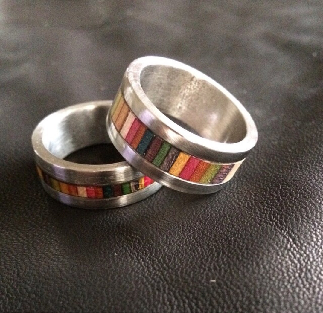 Recycled Skateboard Stainless Ring - Etsy