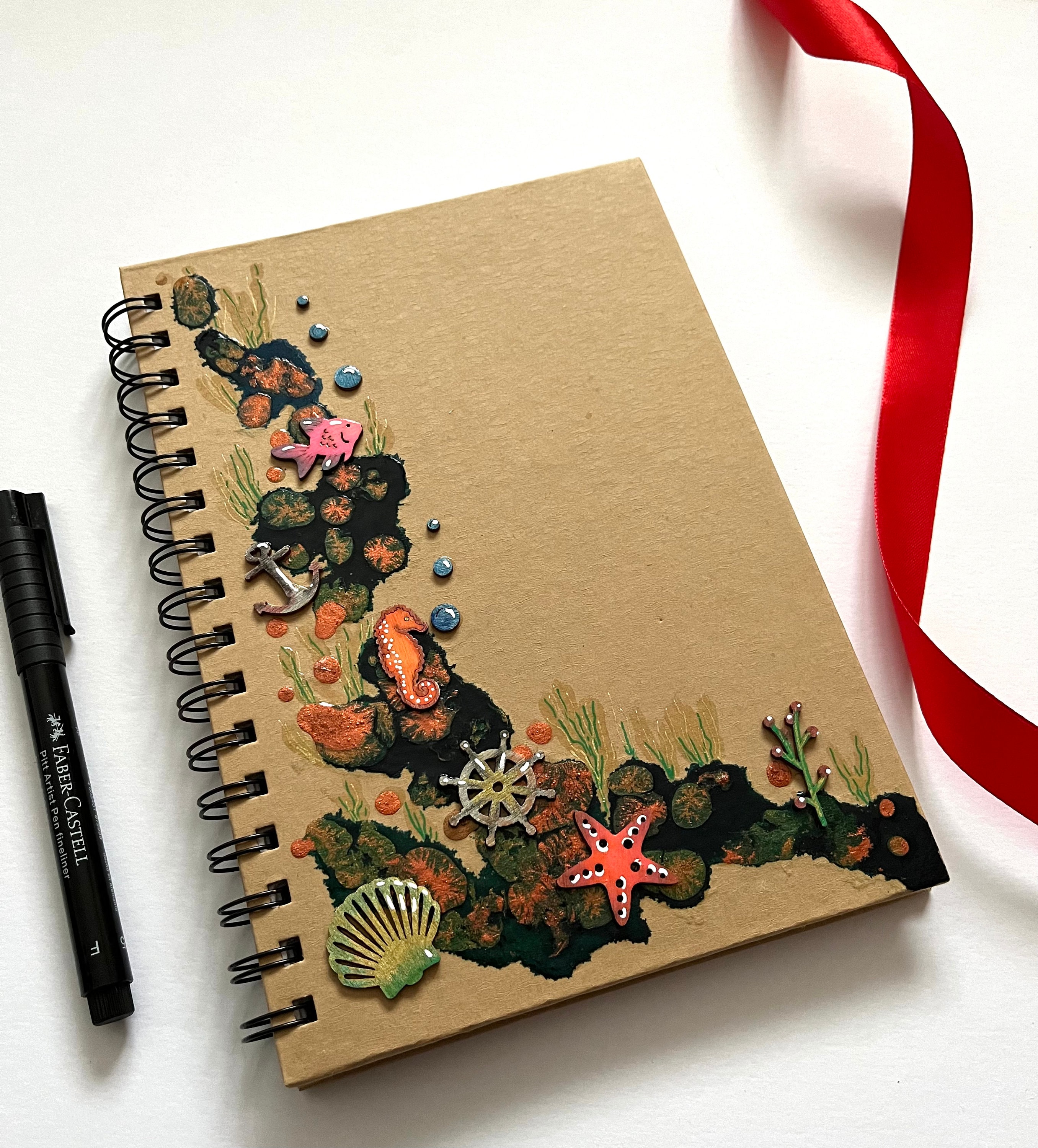 Hand Painted 'under the Sea' Notebook, A5, Hardback, Spiral Bound ...