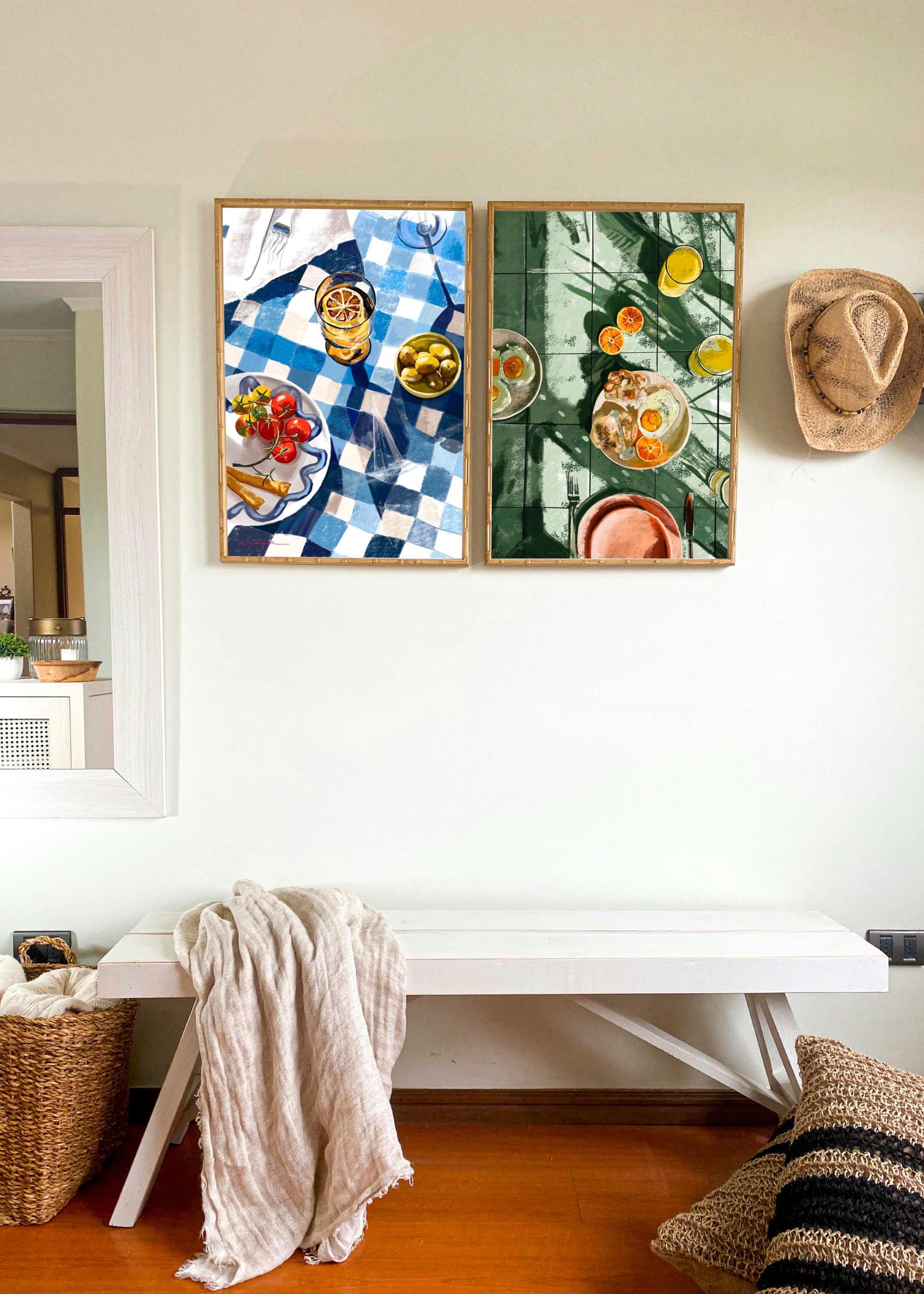 Dining Table Art,checked Table Cloth,colorfull Kitchen,mediterranean ...