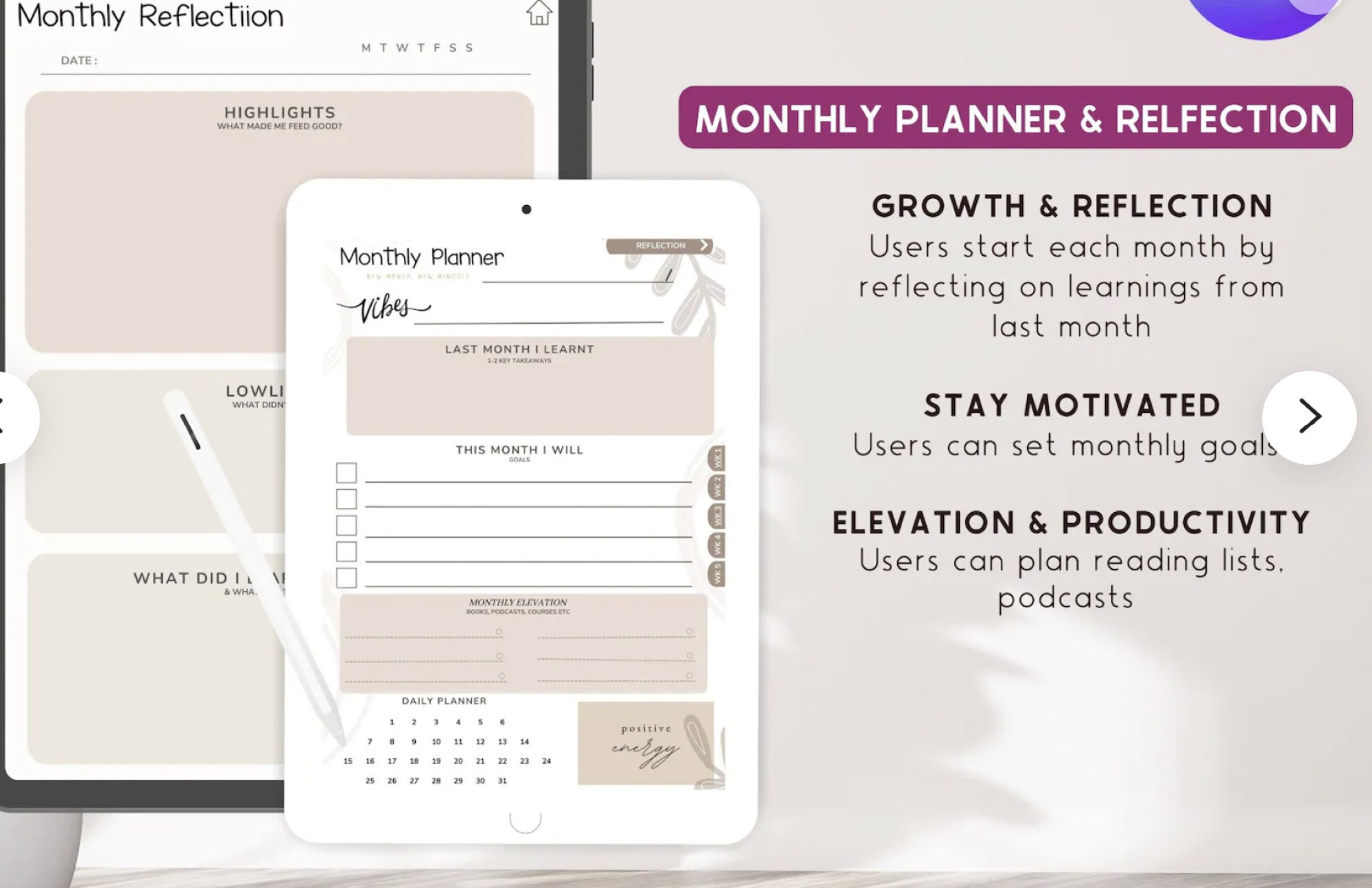 Undated Digital Daily Planner Purple/teal - Etsy