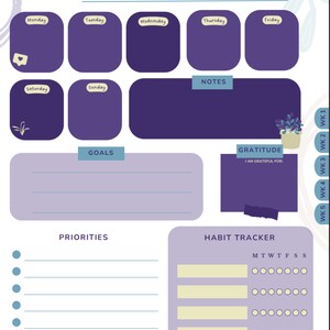 Undated Digital Daily Planner Purple/teal - Etsy