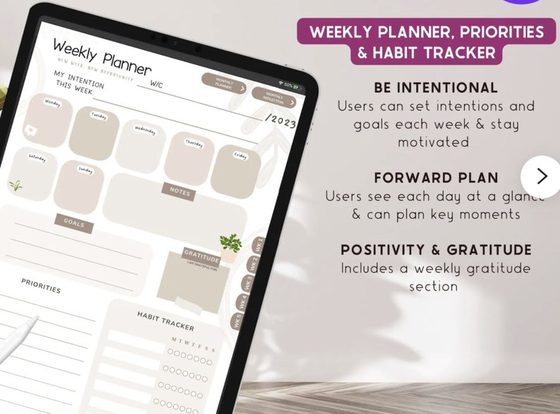Undated Digital Daily Planner Purple/teal - Etsy