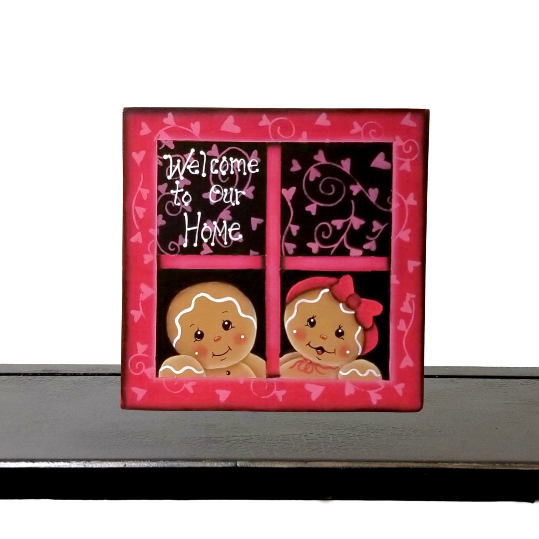 Wooden Gingerbread Welcome Sign Magnet or Shelf Sitter, Gingerbread ...