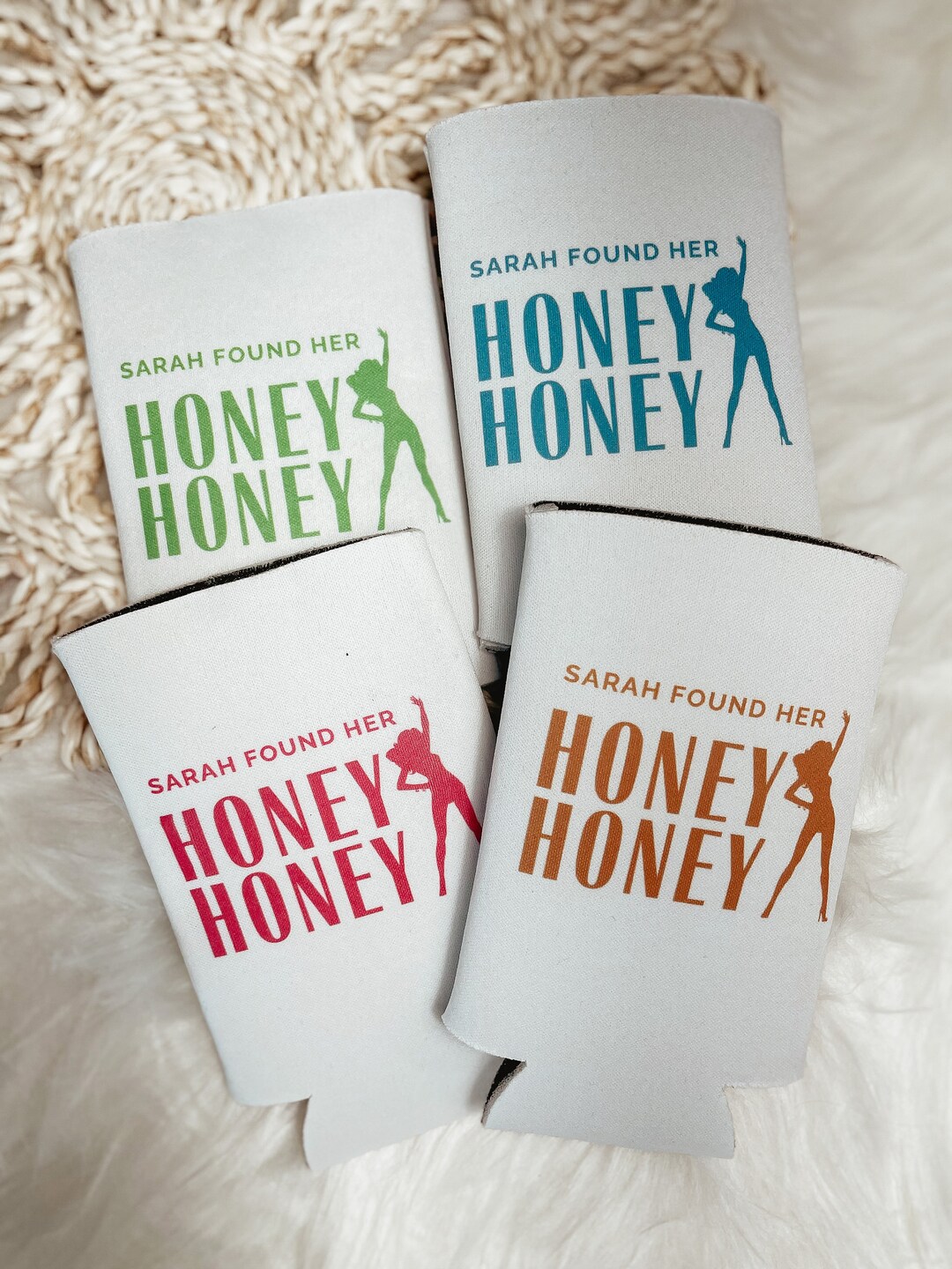 Found Her Honey Honey Bachelorette Can Cooler | Personalized Disco Bachelorette Party Favors ...