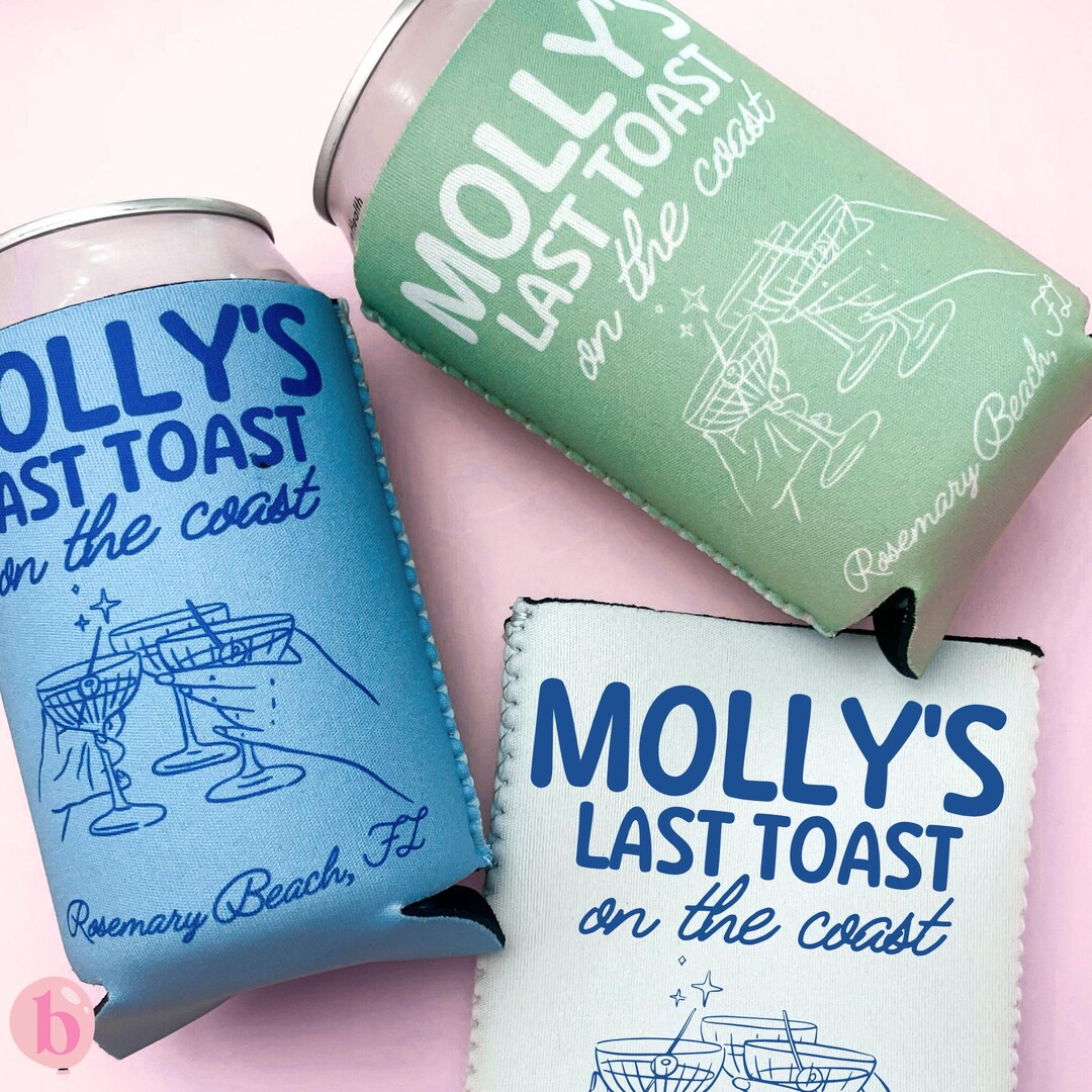 Last Toast on the Coast Bachelorette Can Coolers | Personalized Can ...
