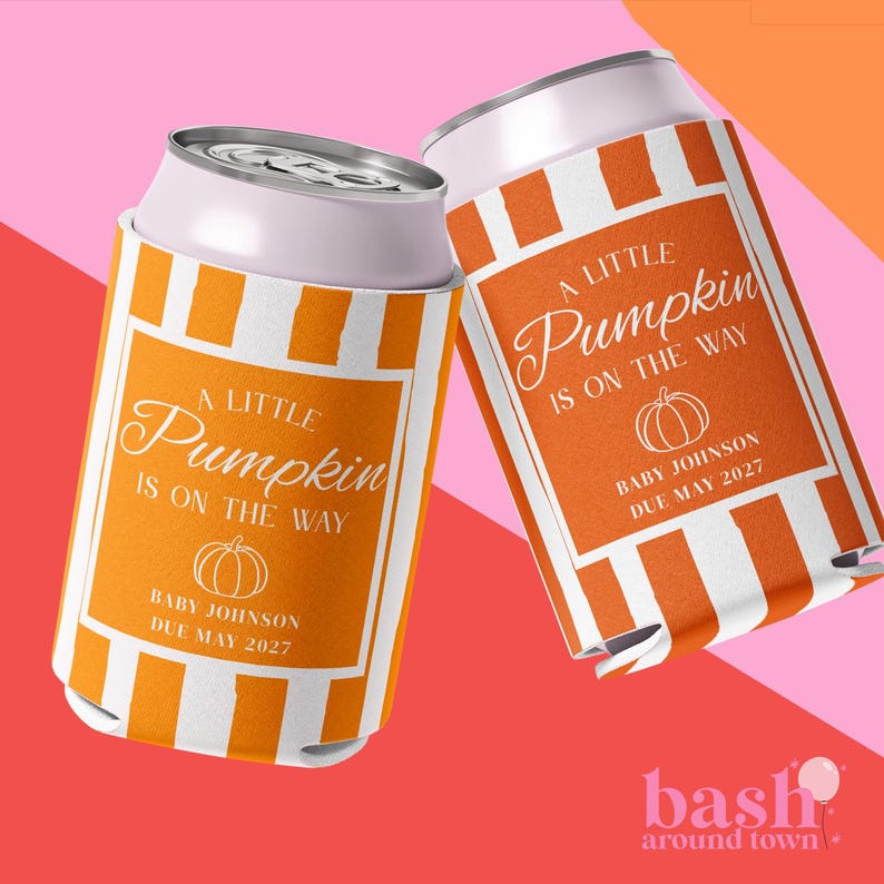 Fall Baby Shower Can Cooler, Autumn Pumpkin Baby Shower, Little Pumpkin ...