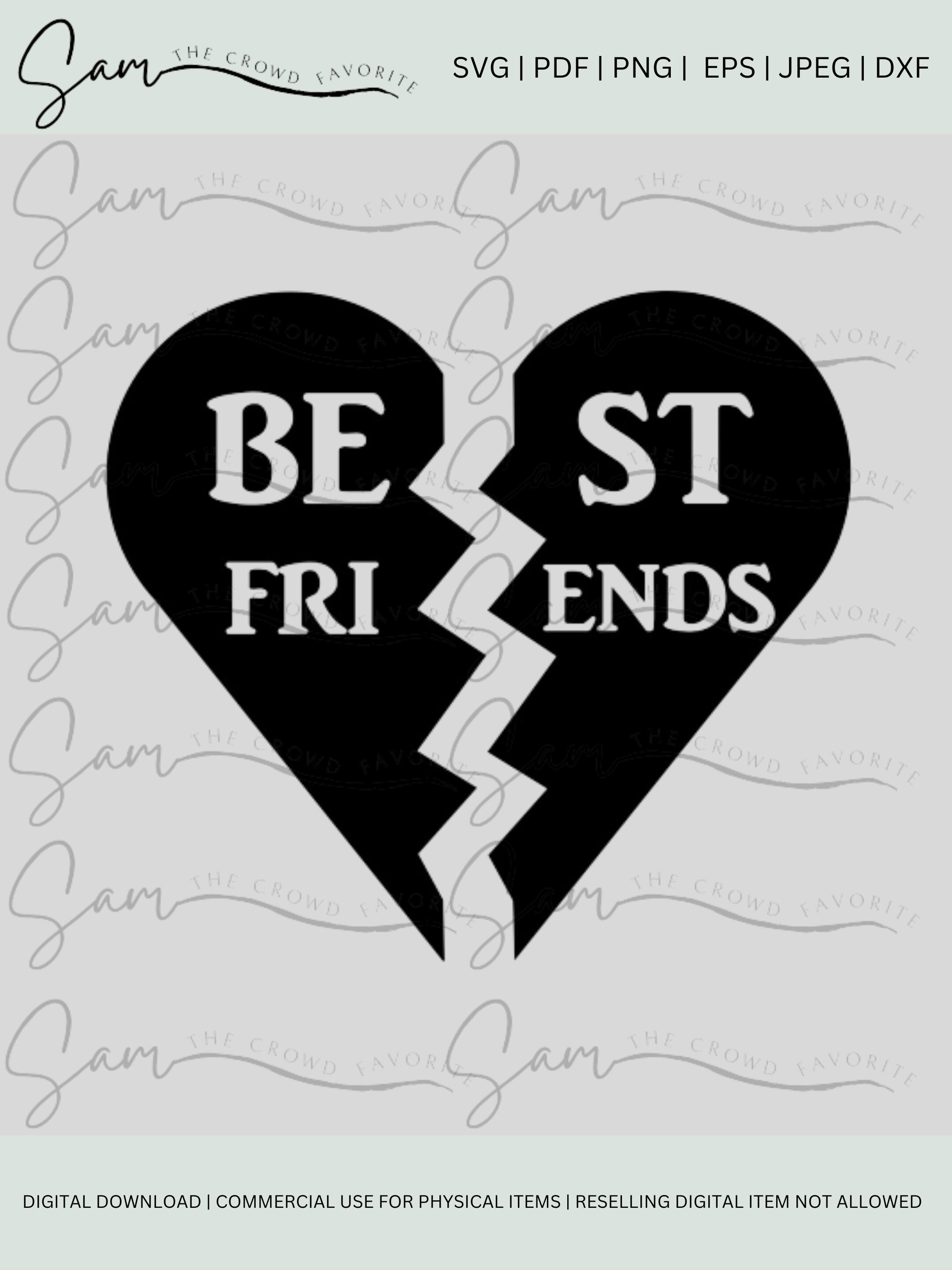 Best Friends Heart SVG BFF SVG Split Heart Digital Download Best Friend ...