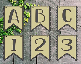 Pennant Banner SVG Alphabet & Numeric SVG Bunting Flag - Etsy