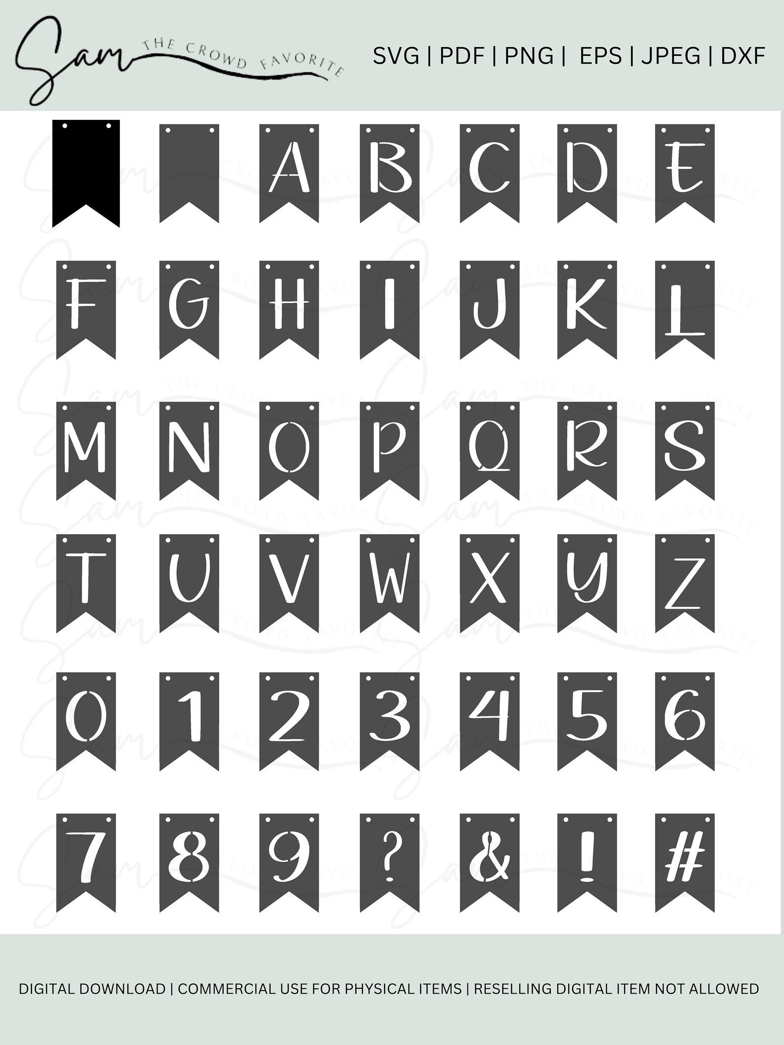 Pennant Banner SVG | Alphabet & Numeric SVG | Bunting Flag | Template ...