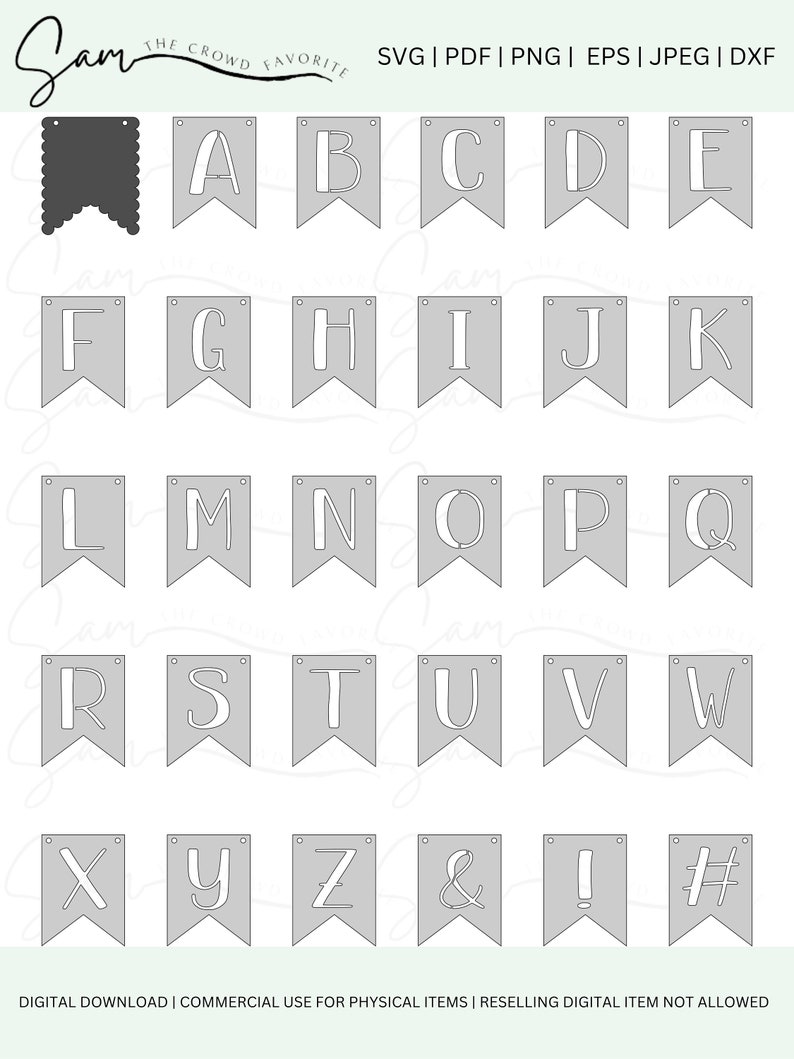 Scalloped Pennant Banner SVG | Alphabet SVG | Numeric SVG | Bunting ...