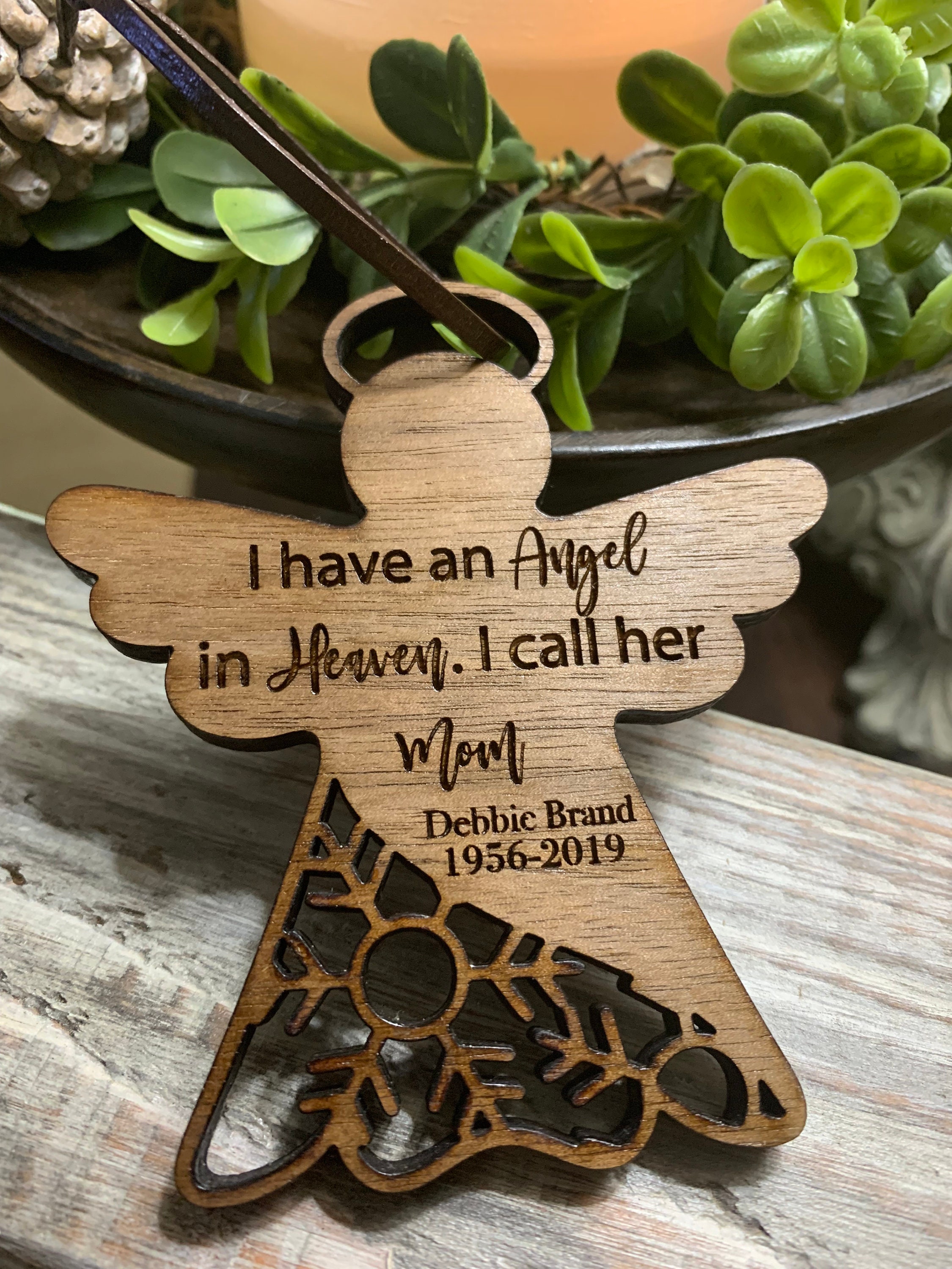In Memory of Ornament Angel Wood | Etsy