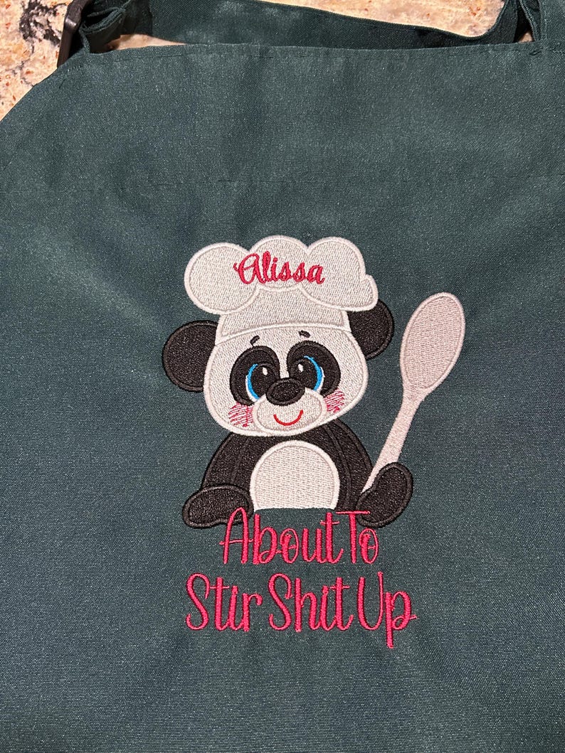 Panda Chef Custom Embroidered Apron - About to Stir Sh*t Up! - Etsy