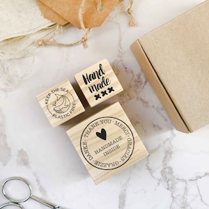 Packaging Stamp Set With Thank You and Hand Made Stamp, Eco Packaging ...
