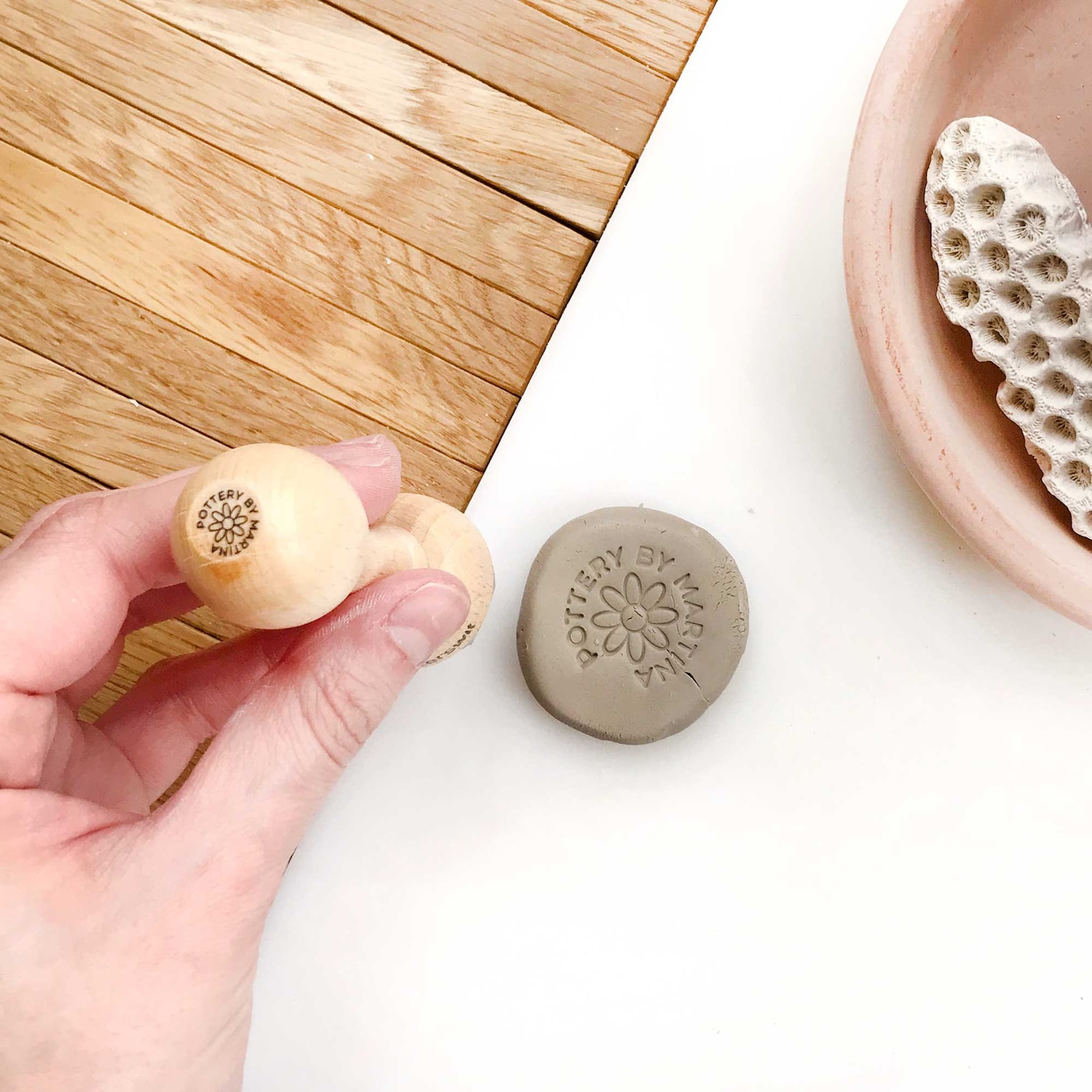 Daisy Pottery Stamp With Name for Clay Maker Mark, Custom Ceramic Stamp ...