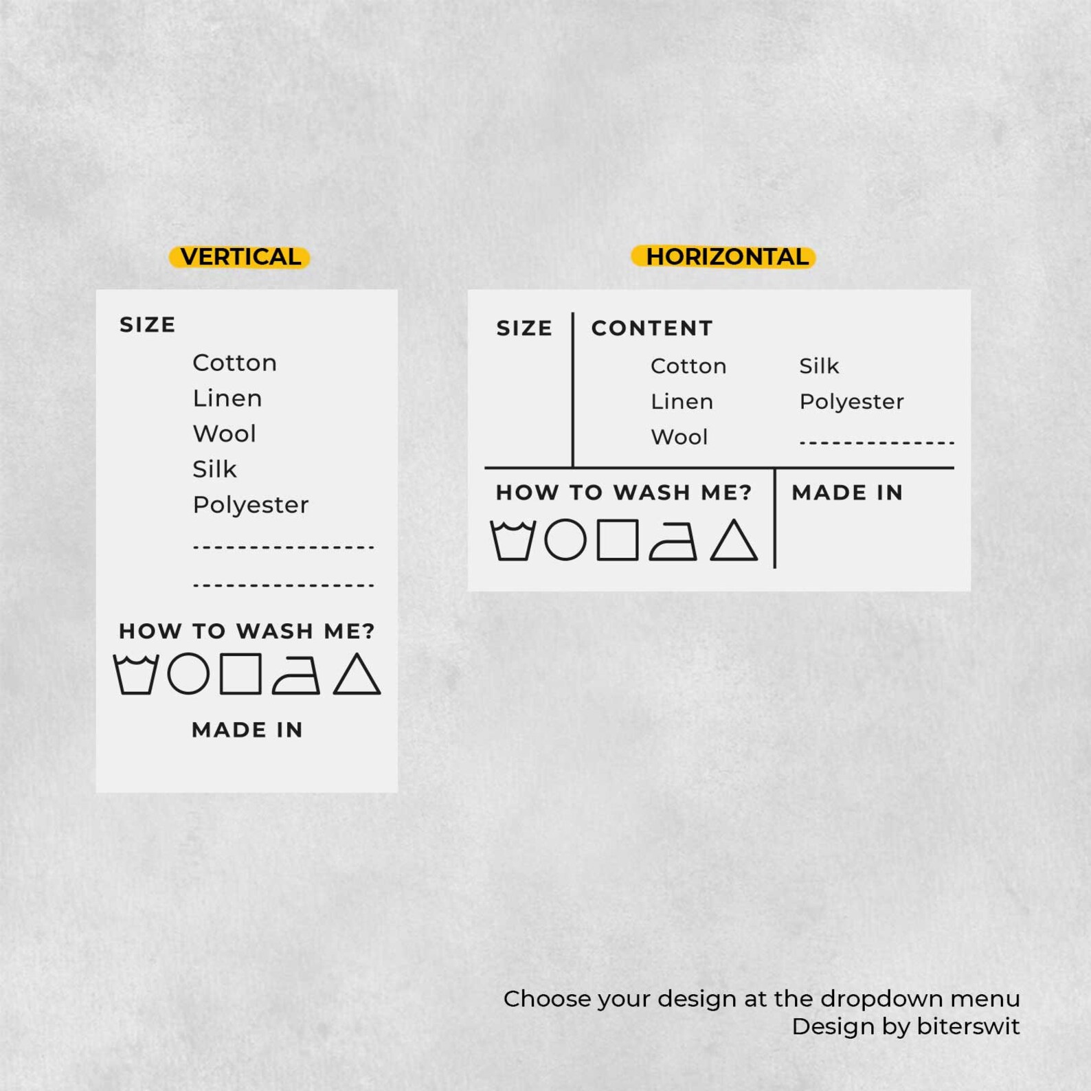 Stamp for Garment Tags With Fiber Content and Care Instructions, Size ...