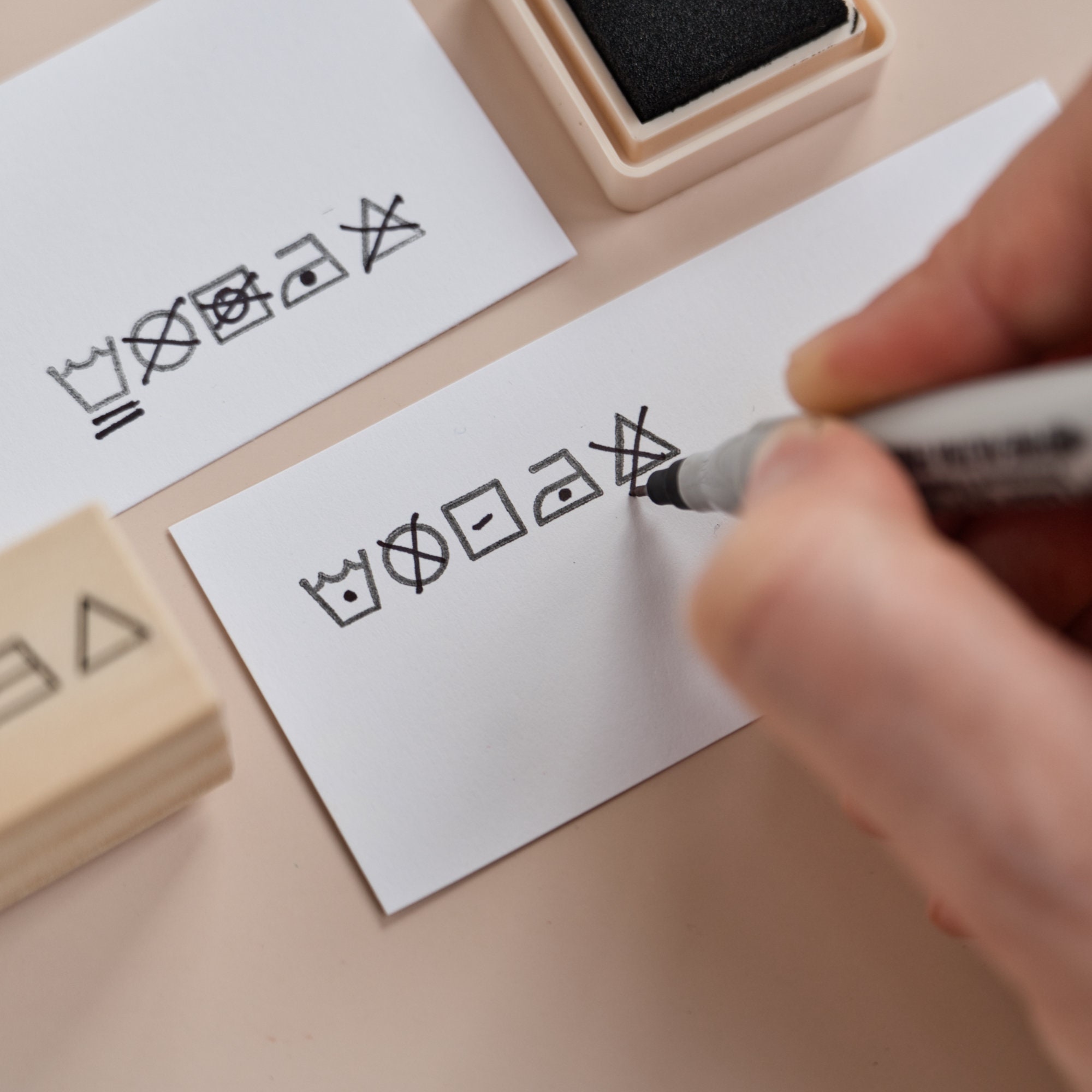 Rubber Stamp With Basic Clothing Care Symbols Personalizable by Hand ...