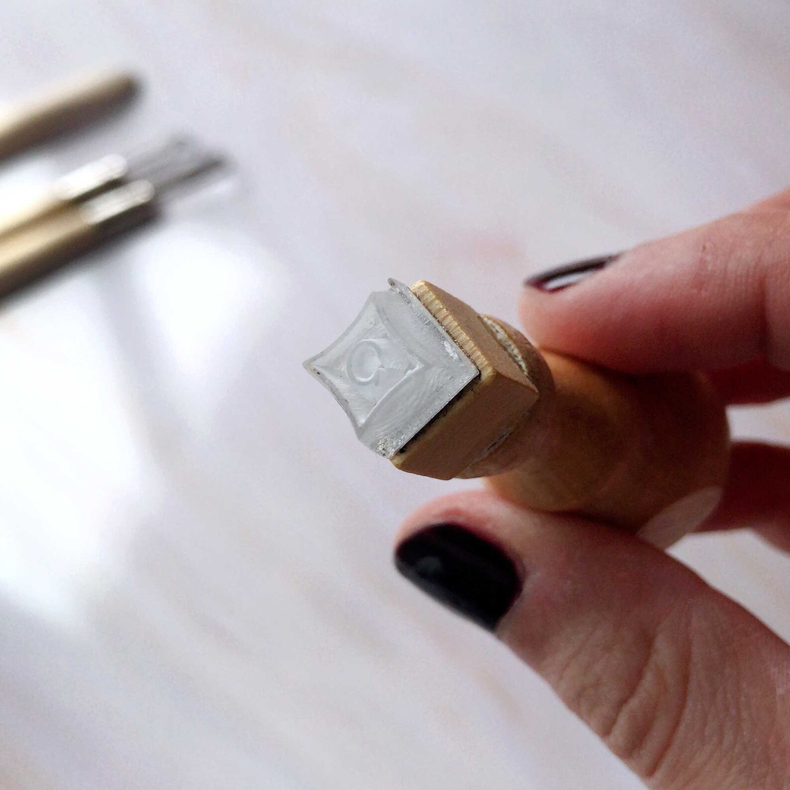 Mini Clay Stamp Curved Rhombus With Custom Initial Mini - Etsy