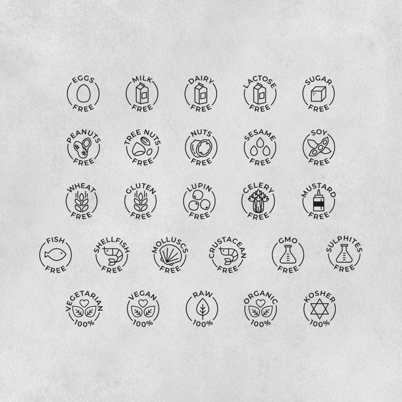 Food Allergy Stamps for Place Cards and Wedding Decoration - Etsy