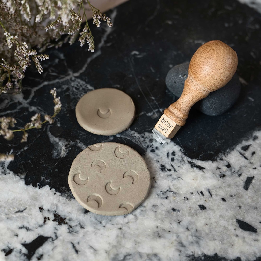 Crescent and Waning Moon Pottery Stamp for Clay Textures Decoration ...