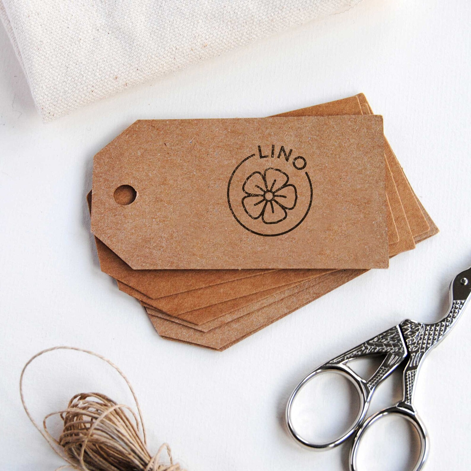 Linen Flower Icon Stamp for Organic Linen Garment Tags DIY - Etsy