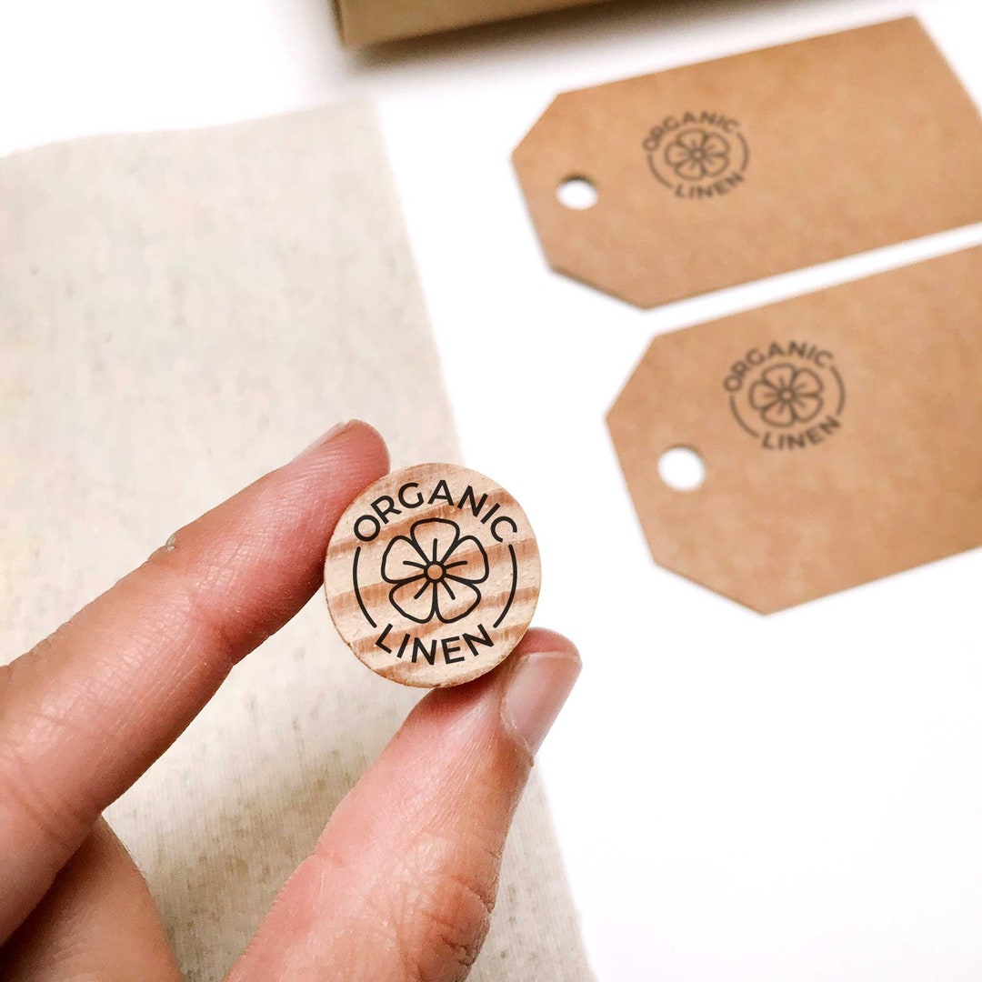 Linen Flower Icon Stamp for Organic Linen Garment Tags, DIY Hang Tags ...