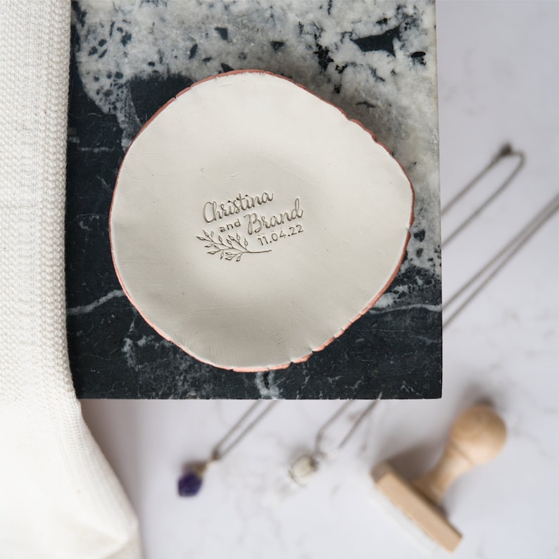 Custom Wedding Clay Stamp With Names and Date, Personalized Pottery ...