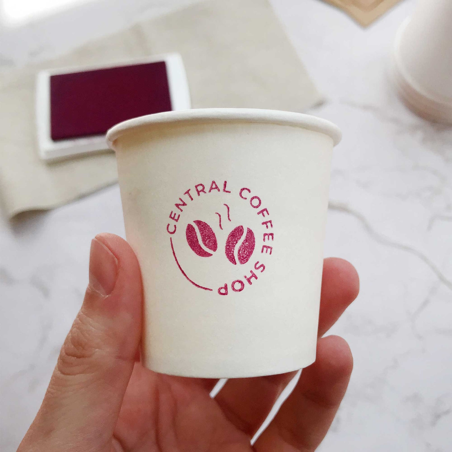 Premade coffee beans logo stamp for coffee shops custom paper | Etsy